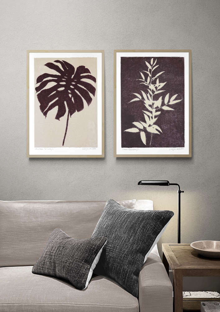 Original Pair of Plant Prints: Monstera Deliciosa/11 and Danea Racemosa ...